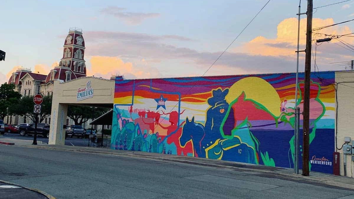 C Joseph Art Is Painting The Town Of Weatherford, Texas