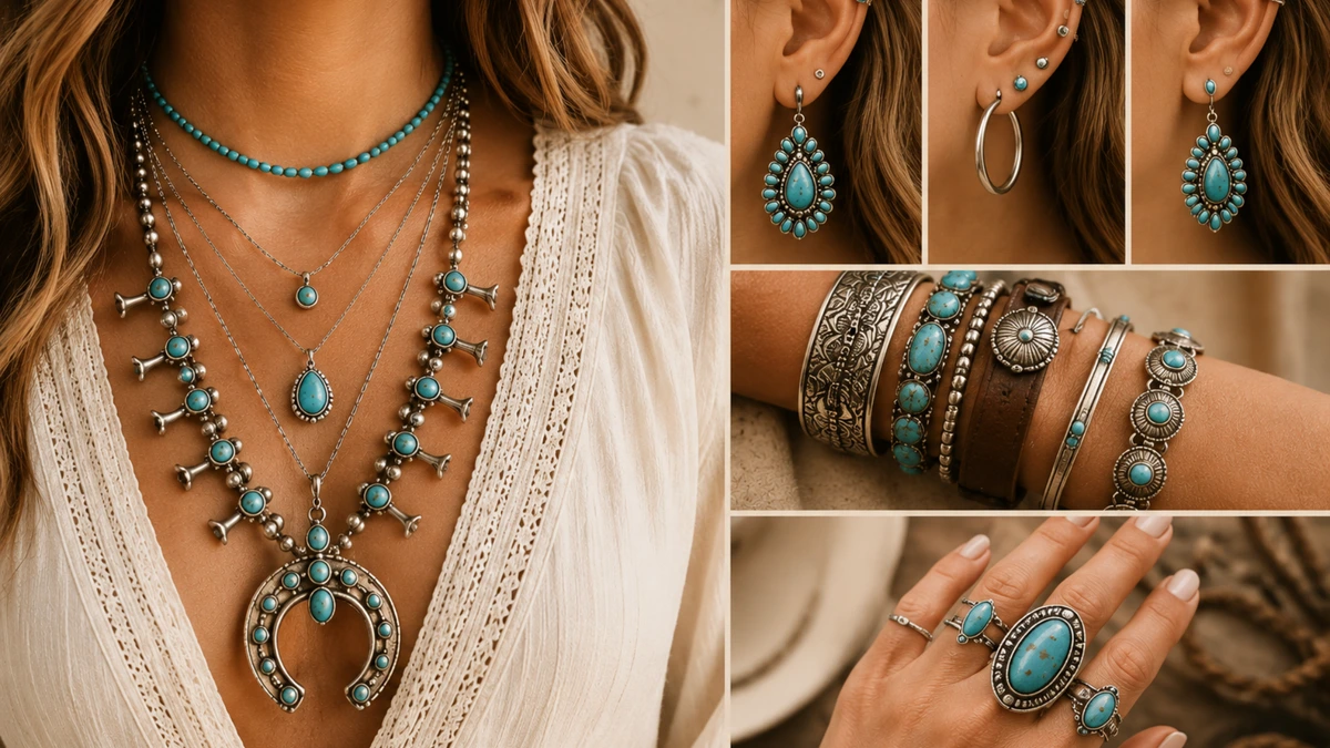 How to Layer Western Jewelry Like a Pro: Necklaces, Turquoise, Rings ...