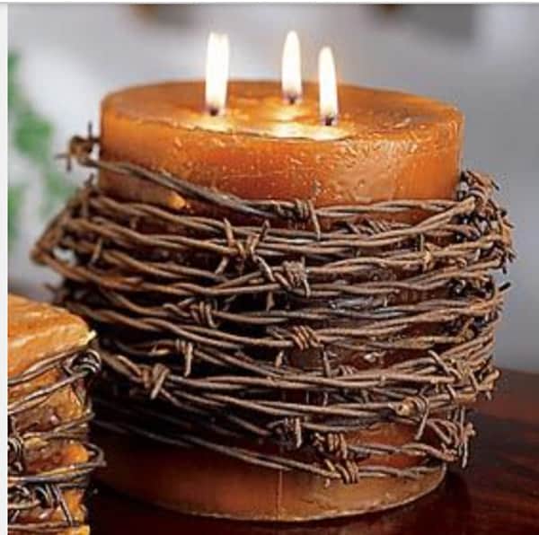 Barbed Wire DIY Candle Holders - Cowgirl Magazine|Barbed Wire DIY ...